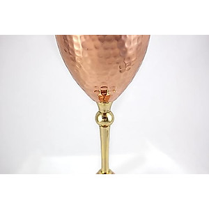 100% Pure Hammered Copper Wine Glass - 14 Oz Glass For Red Wine, White Wine, Champagne Prosecco, Mimosas Or Sangria Or Your Favorite Drink - Perfect For Everyday Use And Special Occasions