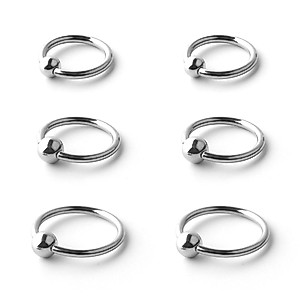 Ruifan 6PCS Surgical Steel Captive Bead Rings Prince Albert PA Nipple Nose Eyebrow Tragus Lip Ear Hoop Ring Piercing 14G 10MM,12MM,14MM