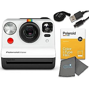 Polaroid Now I-Type Instant Film Camera - Black & White Bundle with a Color i-Type Film Pack (8 Instant Photos) and a Lumintrail Cleaning Cloth