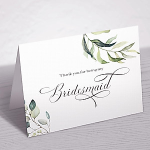 Moonrise Papery Set of 10 Greenery Wedding Party Thank You Cards, Bridesmaid Thank You Card, Maid of Honor Thank You Card, Matron of Honor Thank You Card, Flower Girl Thank You Card