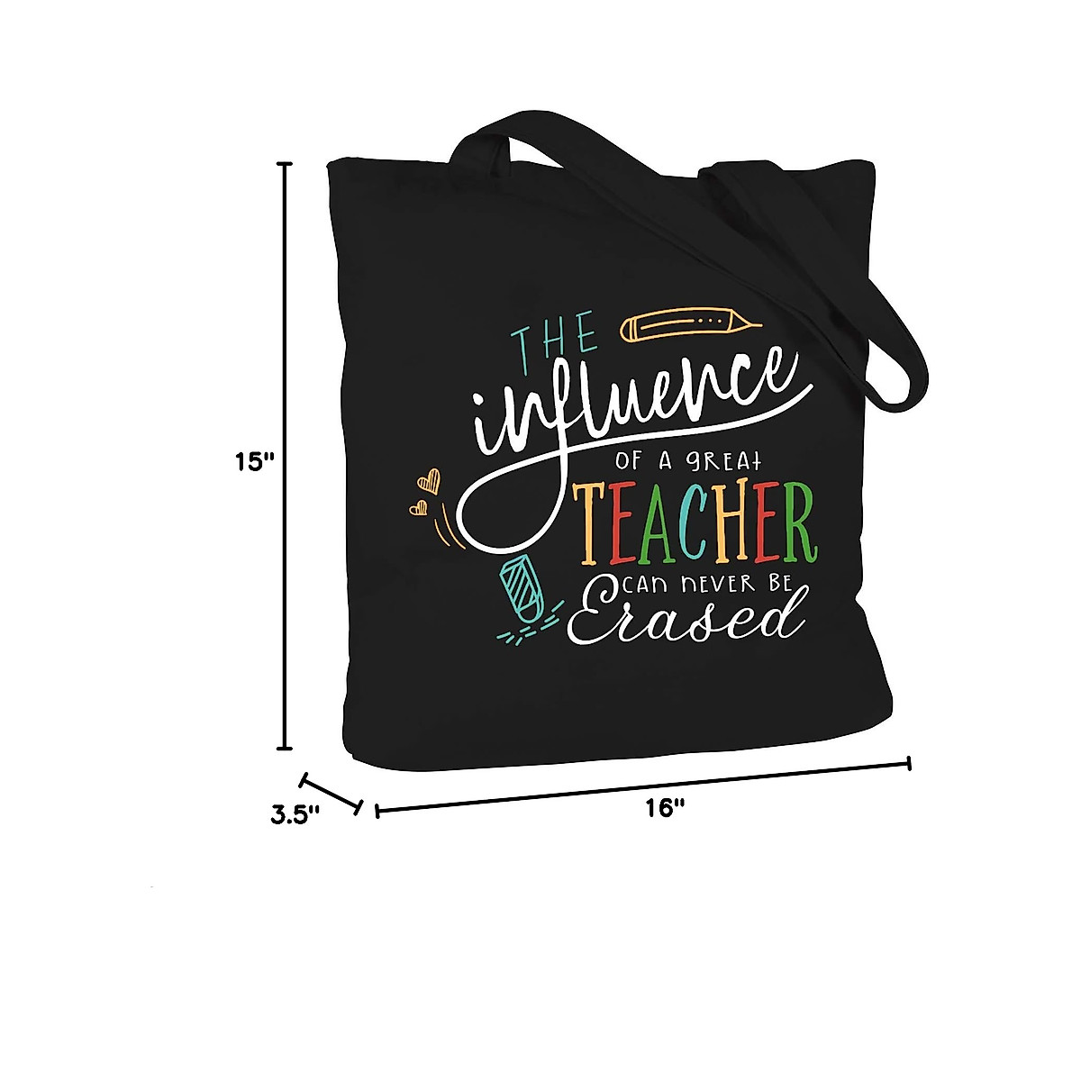ELEGANTPARK Funny Teacher Gifts for Women Teacher Appreciation Gifts from Students Birthday Graduation Valentines Day Christmas Gifts for Teacher Tote Bag Black Cotton Canvas with Interior Pocket