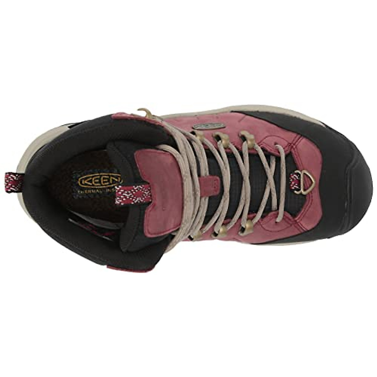 KEEN Women's Revel 4 Mid Height Polar Insulated Waterproof Snow Boots, Rhubarb/Plaza Taupe, 8