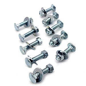 (10 pc) 5/16-18 x 1-1/2" Long Square-Neck Carriage Bolts Set w/Nuts & Washers,Zinc-Plated,Carbon Steel Grade 2,by Fullerkreg
