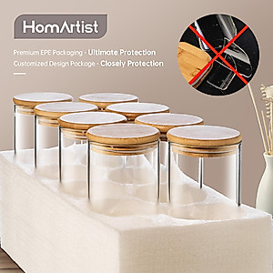 HomArtist Glass Storage Containers with Lids 32oz [Set of 4], Glass Jars with Bamboo Lids, Glass Airtight Food Storage Containers, Glass Canisters Set for Pantry Kitchen Pasta Flour Cereal Storage