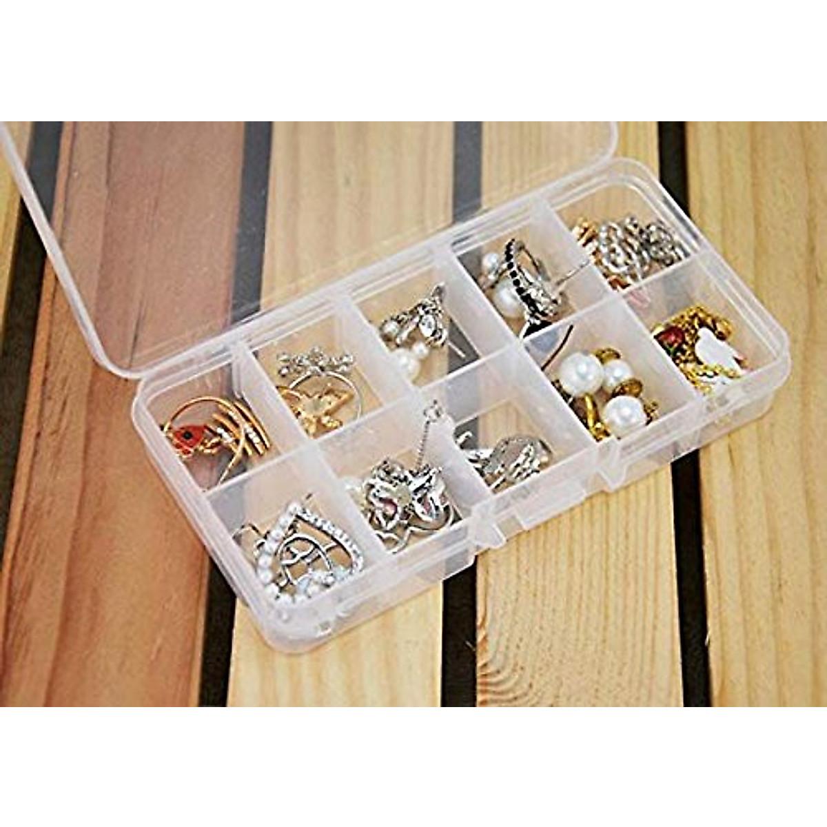 4 Pcs 15 Grids 6.85 Inch x 3.85 Inch Adjustable Small Removable Clear Plastic Jewelry Organizer Divider Storage Box Jewelry Earring Tool Containers (4pack(15-Grid ))
