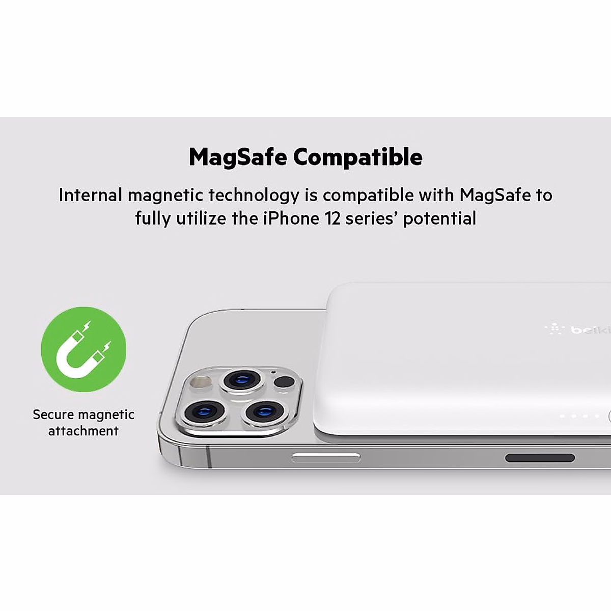 Belkin Wireless Power Bank w/MagSafe Compatible 7.5W Wireless Charging - Portable Magnetic Charging Bank - Compatible w/iPhone 15, 15 Plus, 15 Pro, 15 Pro Max, iPhone 14, AirPods, & More - White