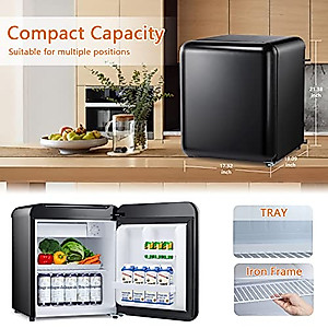 Antarctic Star Compact Refrigerator Mini Fridge for Beverage, Ice Cream, Vegetable, Fruit, 1.7 Cu. Ft., Freezer with Drip Tray, Bottle Racks and Defrost Button, Great for Bedroom, Office, Garage, Dorm, Black