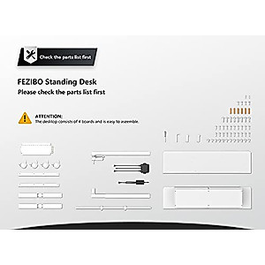 FEZIBO Adjustable Height Electric Standing Desk with Double Drawer, 48 x 24 Inches Stand Up Home Office Desk with Splice Tabletop, White Frame/White Top
