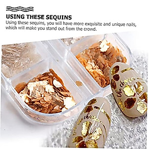 FOMIYES 5boxes Nail Decorations Nail Embellishments Nail Sequins Nail Accessories Charms Craft Gold Metal Leaf Crafts Glitters Gold Foil Flake DIY Manicure Mica Slice Decors Nail Ornament