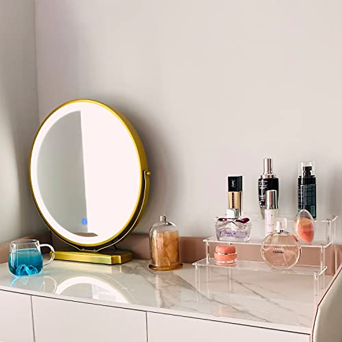 Acrylic Riser Display Stand Shelf Clear 3 Tier Display Shelves Compatible with F-Pops Figures Cupcake Stand Food Dessert Holder Collections Cosmetic Perfume Organizer Product Tabletop Use (12"X 8"X 6")