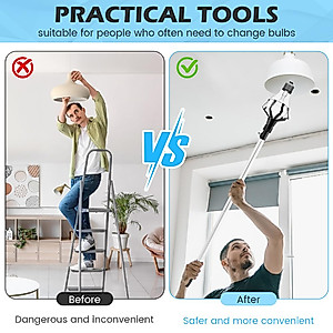 Trasylph 13FT Light Bulb Pole Changer for High Ceilings, Light Bulb Extension Pole Changer with Basket and Suction Cup, Light Bulb Removal Tool for Household Hanging Lights
