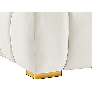 Meridian Furniture Gwen Collection Velvet Upholstered Sofa with Deep Biscuit Tufting, Cream