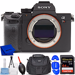 Sony a7R III Mirrorless Camera (Body Only) ILCE7RM3/B - Extreme 64GB SD, Card Reader, Gadget Bag, Blower. Microfiber Cloth and Cleaning Kit (Renewed)