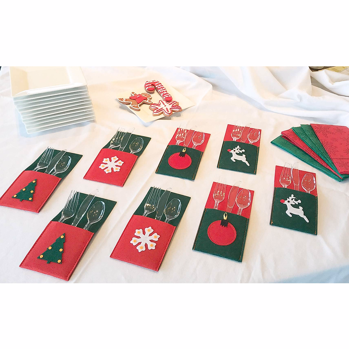 FannFare Christmas Party Table Decor Silverware Holders - 8 Pack