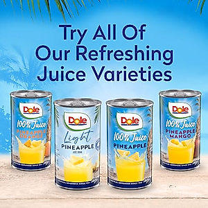 Dole 100% Pineapple Juice, No Added Sugar, Excellent Source of Vitamin C, 100% Fruit Juice, 6 Fl Oz (Pack of 6), Packaging May Vary