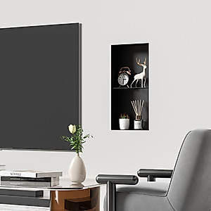 Neodrain 24X12Inch Shower Niche, Black Wall Niche Stainless Steel Wall Niche NO Tile Needed Recessed Niche Shower for Bathroom Storage