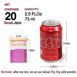 Tzerotone Spice Jar Set,2.5oz 20 Piece Glass Jar with Bamboo Airtight Lids and Labels, Mini Clear Food Storage Containers for pantry, kitchen canisters for Tea, Herbs, Sugar, Salt, Coffee