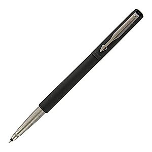 Parker Vector Rollerball Pen, Matte Black with Chrome Trim, Fine Point, Blue Ink, Gift Box