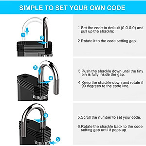 Puroma 2 Pack Combination Lock 4 Digit Padlock for School Gym Locker, Sports Locker, Fence, Toolbox, Case, Hasp Storage (Black)