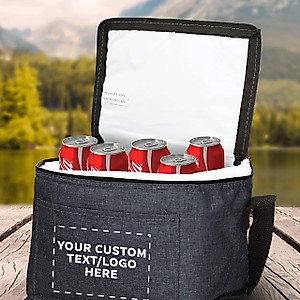 DISCOUNT PROMOS Custom Insulated Cooler Lunch Bag Set of 10, Personalized Bulk Pack - Perfect for Work, Travel, Outdoor Events - Black