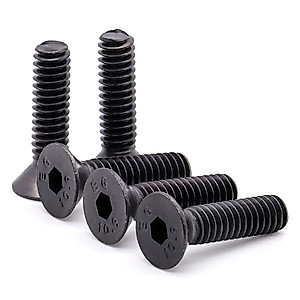 25pcs 1/4-20 x 1 Flat Head Screws, Black Oxide Finish, 10.9 Alloy Steel, Full Thread Socket Cap Bolts Screws for Automotive, Metalworking and Structural Assembly