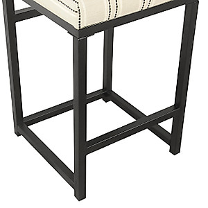 HomePop Home Decor | Modern 24-Inch Counter Stool | Backless Metal Frame Bar Stools Counter Height | Decorative Home Furniture, Black and White Stripe