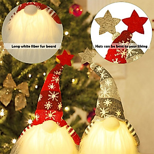 Juegoal 11" Lighted Christmas Gnome Santa, Light Up Elf Holiday Present, Battery Operated Winter Tabletop Christmas Decorations, 2 Set