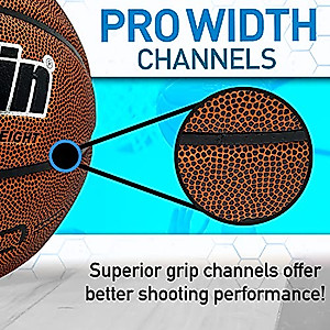 Franklin Sports 5000 Men's + Women's Indoor Basketballs - Official Size 29.5" Inch + 28.5" Inch Men's + Women's Basketball with Air Pump - Composite Indoor Basketballs - Regulation Size BasMketballs