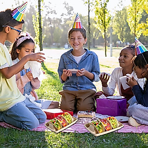 Aofure (60PCS) Taco Holder Disposable, Taco Holder Plates Disposable , Paper Taco Tray, Taco Plate Serving Set for a Party, Taco Holder Stand, Taco Plates for Party, Taco Plates with Dividers