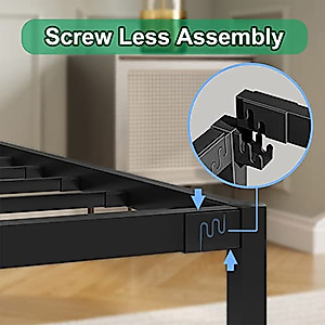 FALOIC Full Size Bed Frame 16 Inch Metal Black Platform Bed Full of Heavy Duty Noise Free, No Box Spring Needed, Easy Assembly Mattress Foundation…