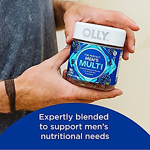 OLLY Men's Multivitamin Gummy, Overall Health and Immune Support, Vitamins A, C, D, E, B, Lycopene, Zinc, Adult Chewable Vitamin, Blackberry, 45 Day Supply - 90 Count