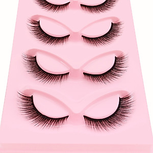 Veleasha Fox Eye Lashes L Curl Fluffy False Eyelashes 5 Pairs Pack Bratz Cat Eye Lashes Wispy & Lightweight Fake Eyelashes for Doll Eye Makeup (Foxy 04)