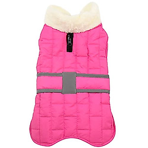 JoyDaog Reflective Belt Dog Coats for Small Dogs,Reversible Warm Puppy Jacket for Cold Winter,Pink S