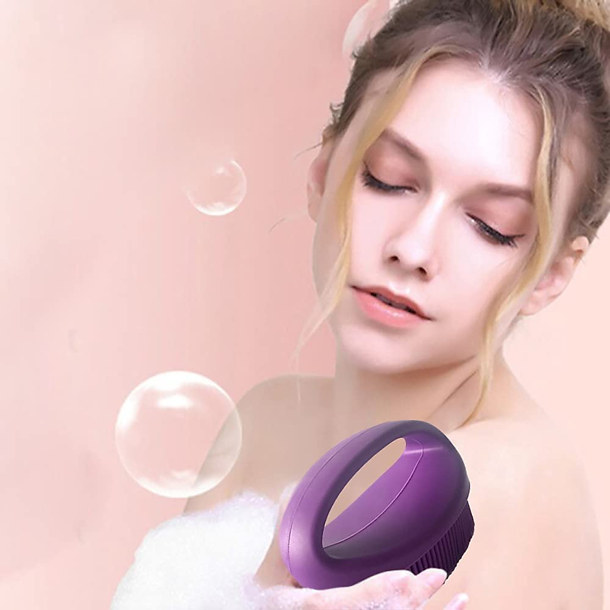 Silicone Body Scrubber, Soft Silicone Body Shower Loofah for Body Exfoliation and Massage. Body Scrubbers for Use in Shower Suitable for All Skin. (Purple)