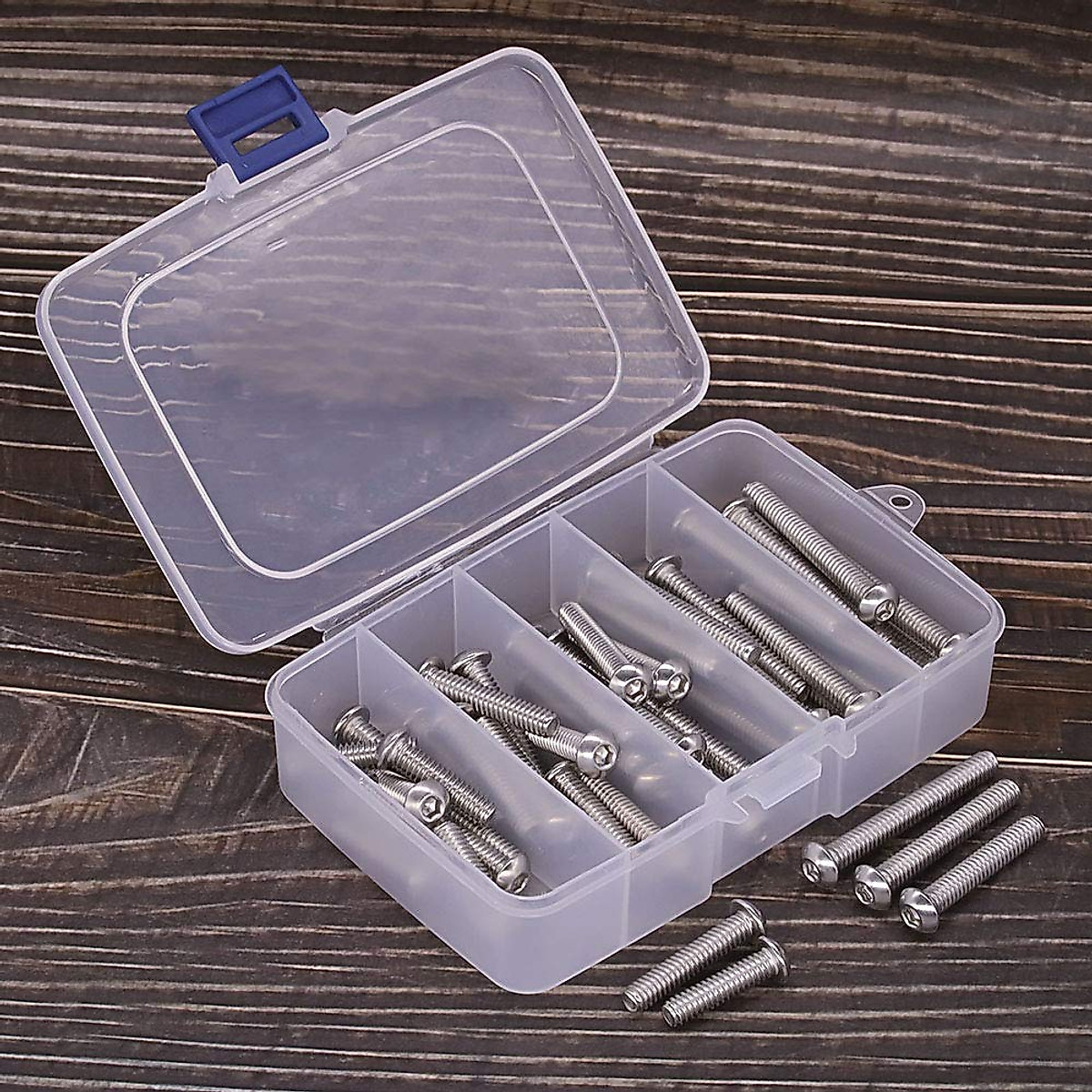 90 PCS Button Head Socket Head Cap Screws Bolts Assortment Kit, 1/4-20 UNC x 1/2",3/4",1",1-1/4", 1-1/2", 18-8 Stainless Steel 304, Allen Hex Drive