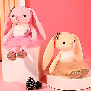 Ruzucoda Ballerina Dolls Plush Bunny Rabbit Soft Toys Ballet Dance Recital Gifts for Girls Pink 15.5 Inches