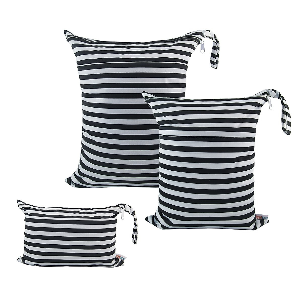 ALVABABY 3pcs Baby Cloth Diaper Wet Dry Bags Waterproof Reusable with Two Pockets Travel Beach Pool Daycare Soiled Baby Items Yoga Gym Bag for Swimsuits or Wet Clothes 3L-WB01