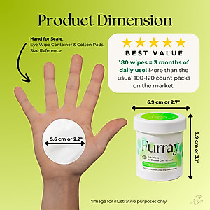 Furray Eye Cleaning Wipes for Dogs and Cats 180 Count | Small-Medium Breeds | Gentle & Effective Gunk & Debris Removal | Reduces Tear Stains | Hypoallergenic, pH-Balanced, Non-Scented with Aloe