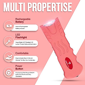 Avenger Defense Stun Gun for Self Defense with LED Flashlight Protection Device (ADS-80P)- (Baby Pink)