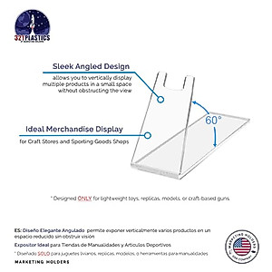 Marketing Holders Acrylic Small Gun Stand Model Toy Display 1.25" Inch Wide x 4.25" Inch Deep Clear Plexiglass Platform for Retail Tabletops DIY Artists and Crafters