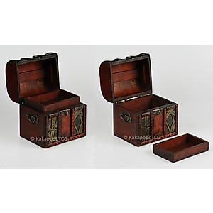 KakapopoTCG Elven Chest (Chainmail) Lockable Wood Deck and Counter Box Trading Cards MTG Magic FaB TCG YGO PTCG EDH Commander Box Dice Box DnD Spell Card Box
