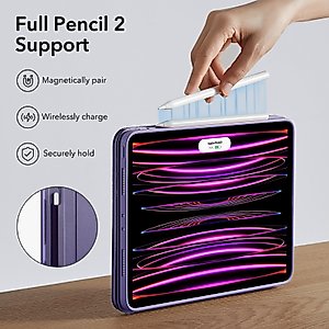 ESR for iPad Pro 12.9 Case (6th/5th Generation, 2022/2021), Removable Magnetic Cover, Adjustable Portrait/Landscape Stand with Raised Display View, 9 Standing Angles, Shift Series, Purple