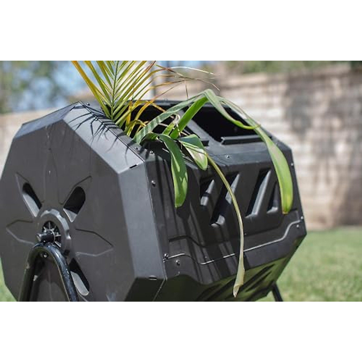 MaxWorks 50891 Compost Tumbler Bin Composter Dual Chamber 42 Gallon, Bundled with Gloves