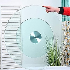 Lazy Susans Turntable Tempered Glass Lazy Susan Turntable， Round Clear Serving Plate Rotating Stand Kitchen Dining Table Tray Tabletop Organizer Spices Storage Holder (Size : 60cm/23.6)