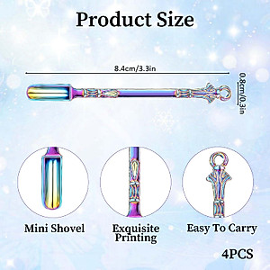 Molain 4 Pcs Mini Spoons, Metal Small Shovel Spice Spoon Mini Spoons for Powder Medicine Spoons Scoop Spoons Home Supplies Pendants Necklace (Colorful)