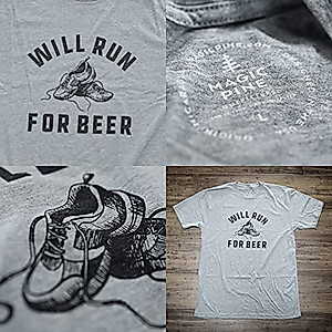 Magic Pine Will Run for Beer Funny Novelty Graphic T-Shirt for Runners