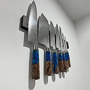 SENKEN Acacia Wood Magnetic Knife Strip - Wall Mounted Holder for Knife Set - Wooden Magnetic Knife Holder for Wall - Extra Large 15.75" Length Knife Rack, Includes Adhesive Tape to Install on Tile