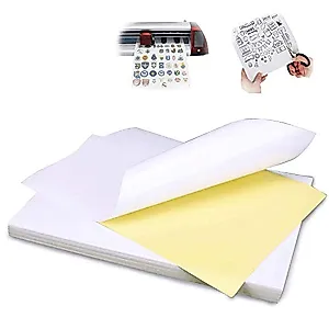 iMustech 65 Sheets Glossy Sticker Paper, A4 Self Adhesive Label Paper for Inkjet and Laser Printers