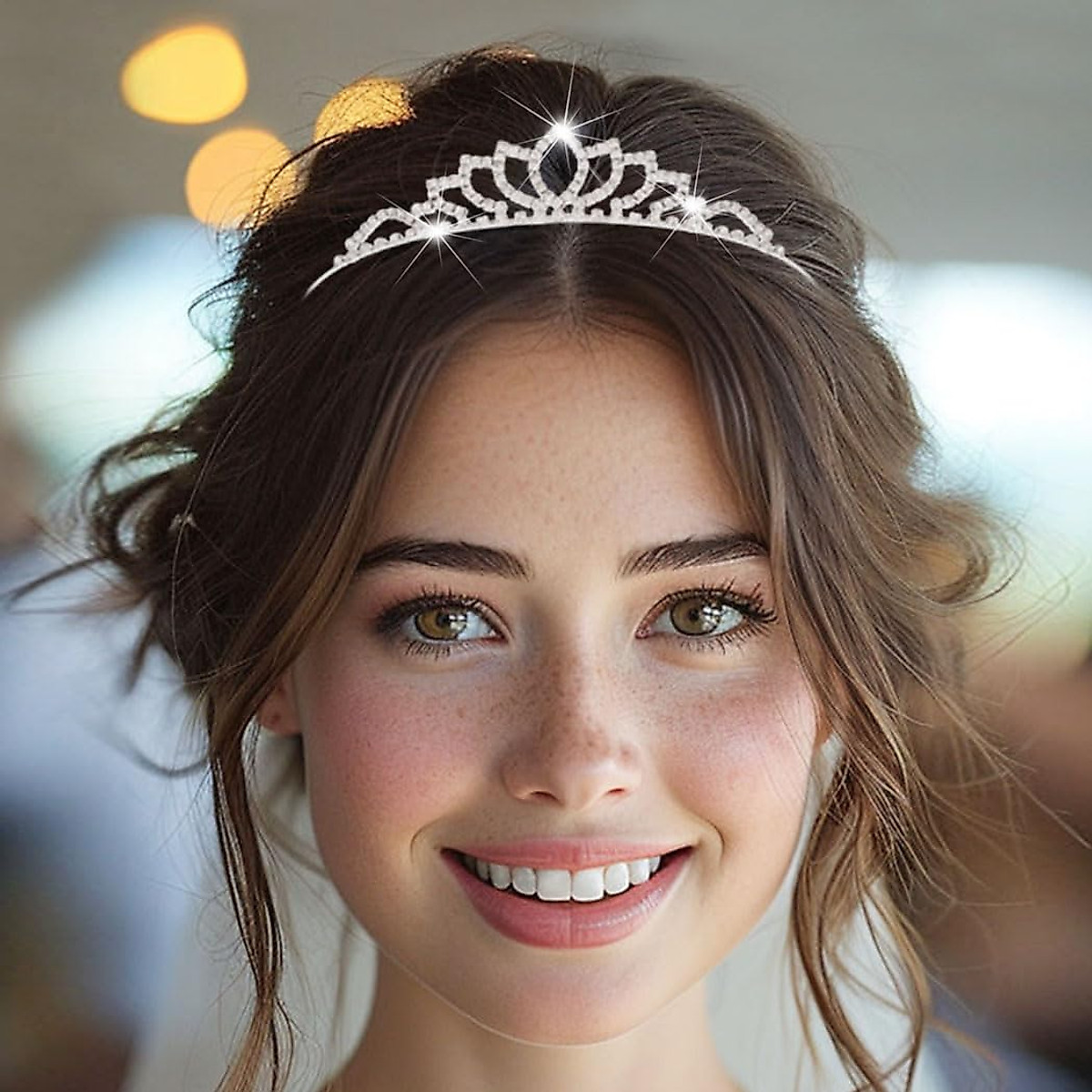 Kilshye Silver Tiaras and Crowns Rhinestone Wedding Tiara Birthday Prom Crown Hair Accessories for Women (B)