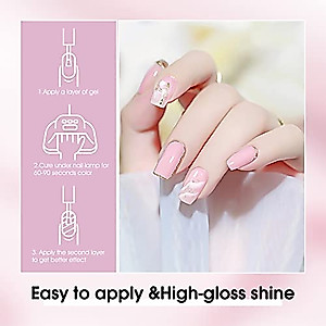 VENALISA Hema-Free Pink Gel Nail Polish Set- 6 Colors Popular Nude Pink Gel Polish Kit, Soak Off LED Nail Lamp Light Pink Gel Manicure Kit DIY at Home Salon Gifts for Women Girls